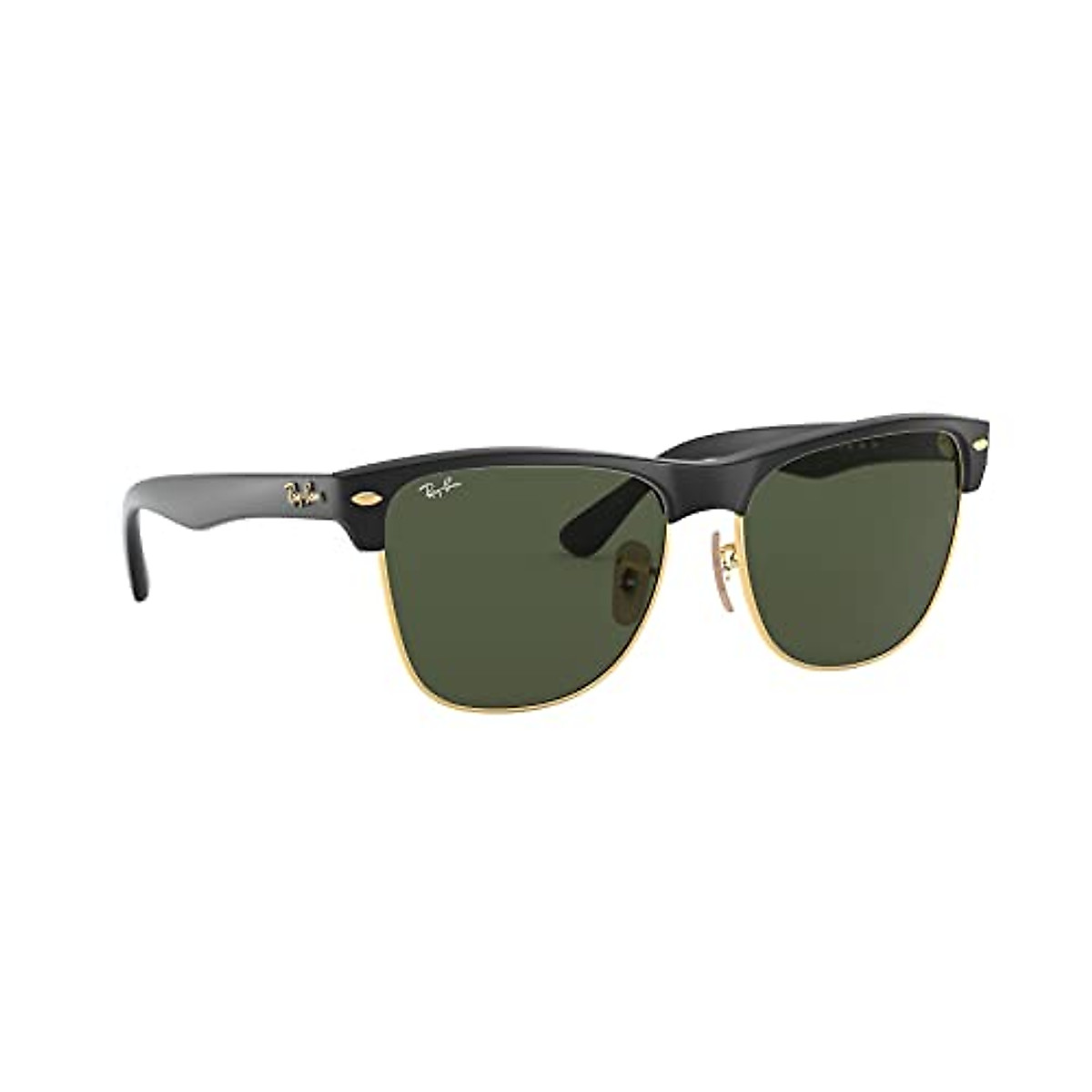 Ray-Ban RB4175 Clubmaster Oversized Square Sunglasses, Demi Gloss Black On Gold/G-15 Green, 57 mm