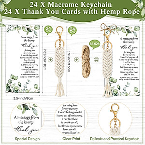 Ecation 24 Sets Baby Shower Favors for Guests Boho Macrame Keychains Crochet Tassel Key Ring Thank You Cards with Rope