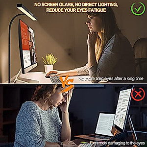 LED Desk Lamp, Eye-Caring Architect Desk Clamp Lamps, 12W Eye Caring Led Workbench Office Lighting-3 Modes 6 Brightness and Stepless Dimming Desk Lamp for Monitor Studio Reading