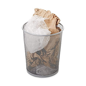 Rubbermaid Commercial Concept Collection Trash Can, 5-Gallon, Silver, Open Top Garbage Bin/Wastebasket Home/Bedroom/Office/Bathroom, Pack of 6