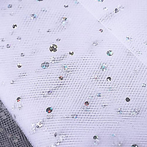 SHAYUAN 54" by 10 Yards Glitter Tulle Fabric Rolls for Wedding Birthday Party Baby Shower Decoration Tutu Tulle Bolt Ribbons DIY Sewing Crafts - White