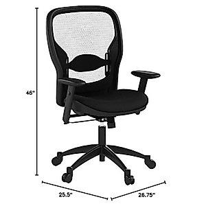 SPACE Seating Breathable Mesh Black Back and Padded Mesh Seat, 2-to-1 Synchro Tilt Control, Adjustable Arms and Lumbar Support with Gunmetal Finish Base Managers Chair