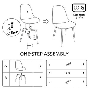 dreamlify Dining Chairs Set of 4 - Mid Century Modern Side Chair Lounge Chairs 4 PCS with Comfortable PU Cushion Seat Back Metal Legs for Living Room, Kitchen Dining Room, Rustic Brown