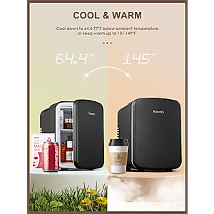 Mini Fridge, 3.7 Liter/6 Can Portable Cooler and Warmer Personal Refrigerator for Skin Care, Cosmetics, Beverage, Food,Great for Bedroom, Office, Car, Freon-Free (Black2)