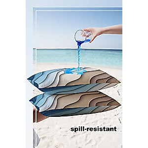 Outdoor Pillow Cover Geometric Blue Modern Waterproof Lumbar Throw Pillowcases Set of 2 Brown Abstract Decorative Patio Furniture Pillows for Couch Garden 20 x 12 Inches