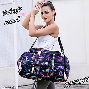 Gym Duffle Bag Backpack with Shoe Compartment,4 ways Travel Backpack for Women and Men,Multi-Functional Weekender bag with Waterproof Layer&Laptop Compartment for Fitness, Travel,Camping(Metallic)