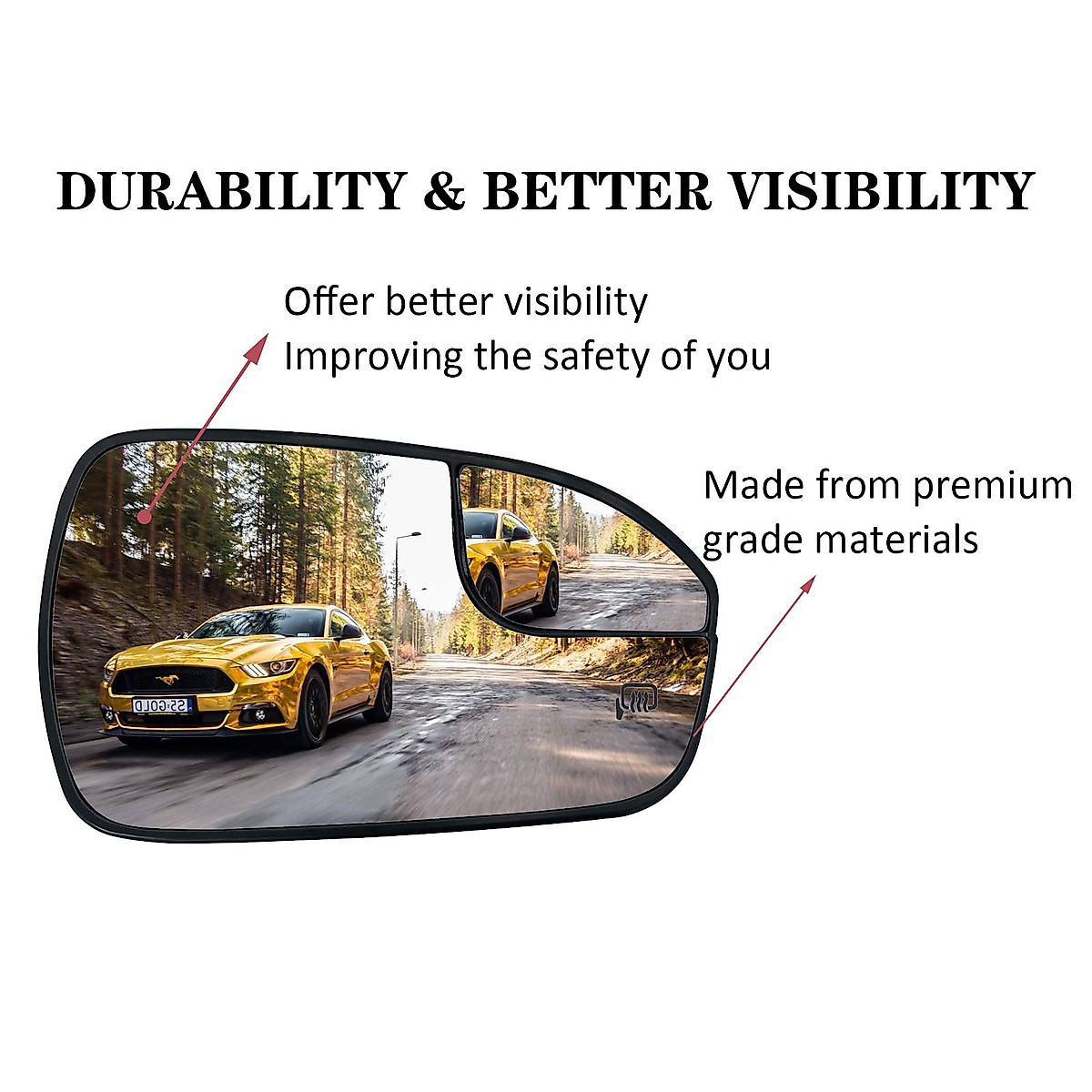 Passenger Right Side Mirror Replacement for 2013 2014 2015 2016 2017 2018 2019 2020 Ford Fusion Side Mirror Glass - Side View Heated Convex Mirror with Blind Spot Rear Holder