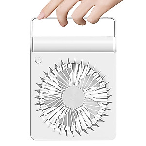 FERRISA Desk Fan On-The-Go, Small But Powerful, Portable Fan Battery Operated, 220° Tilt Folding Ultra Quiet mini Personal Fan, Strong Wind, 3 Speed Adjustable For Office Desktop Travel (White)