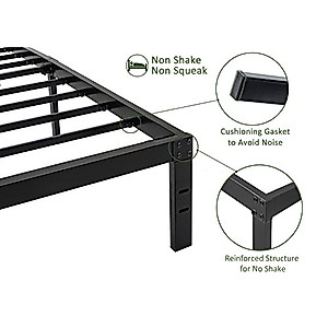 45MinST 14 Inch Platform Bed Frame/Easy Assembly Mattress Foundation / 3000lbs Heavy Duty Steel Slat/Noise Free/No Box Spring Needed, Queen