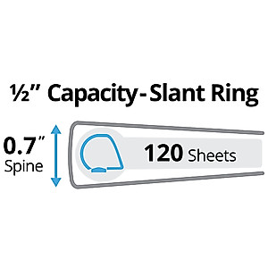 Avery Durable 3 Ring Binder, 0.5" Slant Rings, Color (Black, Blue, Maroon, Green) Will Vary, 1 Binder (11058)