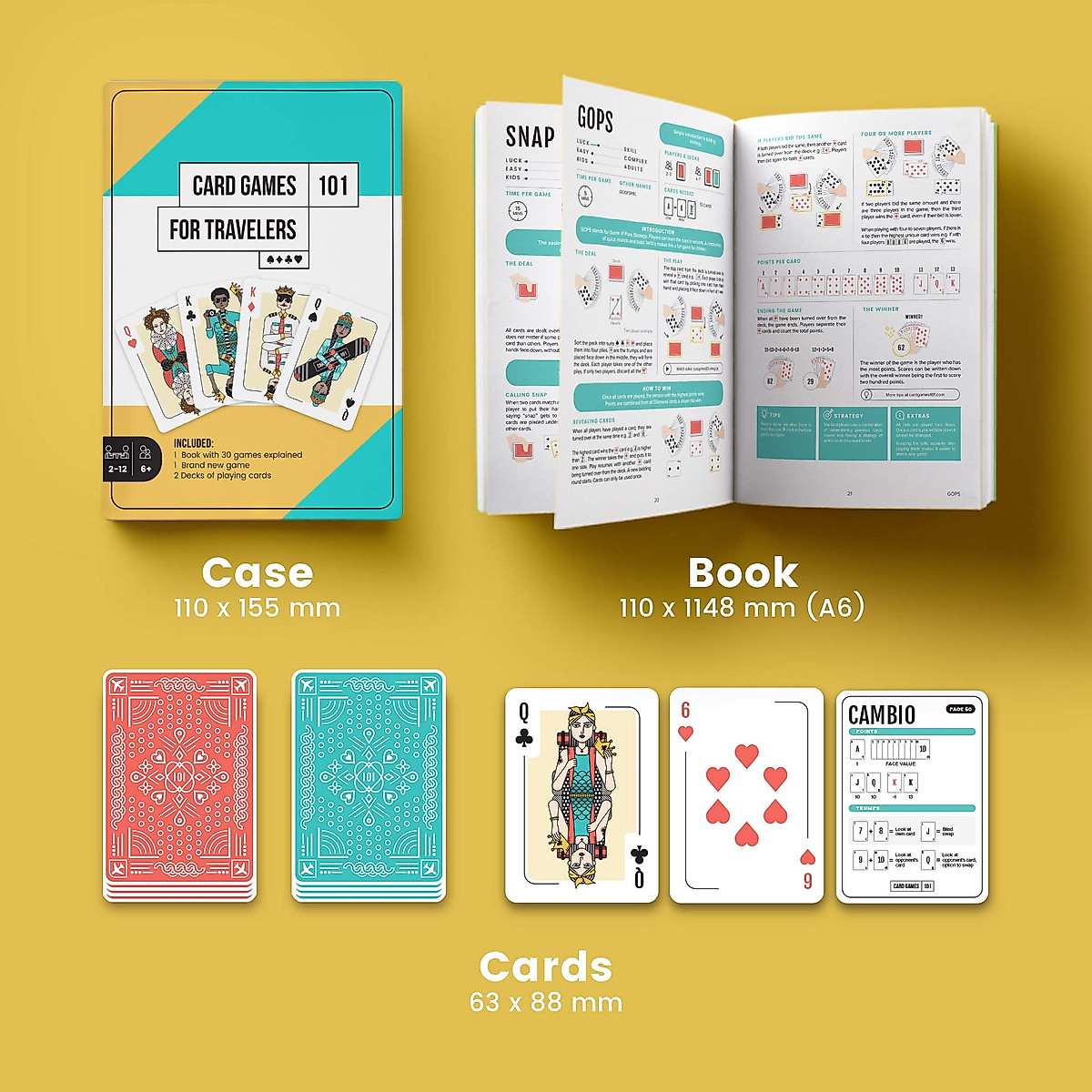 Card Games Set – 30 Fun Classic Games + 2 Custom Decks – Gift for Families, Kids, and Travelers – Ideal for Family Time & Road Trips