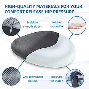 Seat Cushion for Office Chair Car - Memory Foam Chair Pad Sciatica & Back Coccyx Tailbone Pain Relief - Non-Slip Ergonmic Butt Pillow for Computer Desk, Wheelchair, Gaming School Chair - Grey