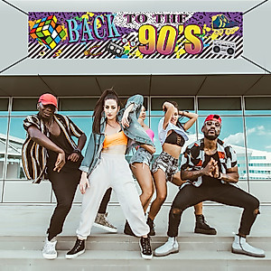 72.8 x 15.7 inches Sign Back to The 90s Theme Party Banner Decorations, Retro 90's Hip Hop Graffiti Backdrop Party Supplies, Throwback 90s Birthday Party Yard Sign Decor