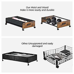 FOUCSSOMEI Under Bed Storage with Wheels, Under Bed Drawers On Wheels, Rolling Under Bed Storage with Metal Frame,for Clothes Shoes Blanket Toys, Patented Design