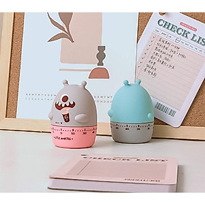 Ranvi Timer Small Monster Type Time Manager Mechanical Kitchen Timer, Suitable for Kitchen, Study, Daily(Gray)