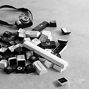 Akko Keycaps Set with MDA Profile Double-Shot Black on White Theme Keycap, Comes with 227 Keys with Standard MX Structure, Compatible with Major-Sizes Mechanical Keyboards