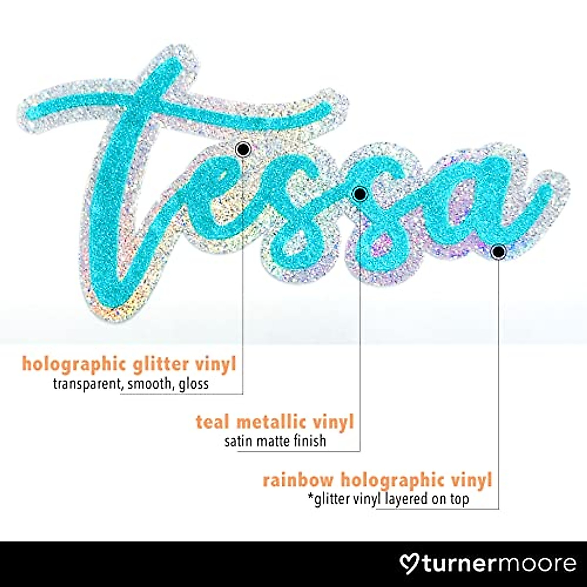 Silver Holographic Vinyl Permanent, 12" x15 FEET Rainbow Holographic Vinyl Roll, Chrome Holographic Sticker Vinyl for Cricut, Silhouette, Signs, Decals by Turner Moore Edition (15FT)