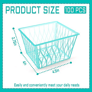 100 Plastic Berry Baskets Berry Boxes Green Strawberry Baskets, Pint Size with Open Woven Boxes, Fruit Storage Containers for Refrigerator, for Parties, Drawer Organizers and Craft Baskets