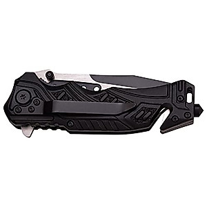 MTech USA MT-A865PD Spring Assist Folding Knife, Two-Tone Half-Serrated Blade, Black and Blue Handle, 4.5-Inch Closed