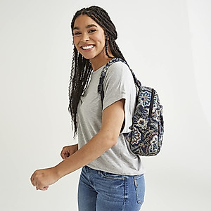 Vera Bradley Women's Cotton Small Backpack, Lavender Petal - Recycled Cotton, One Size