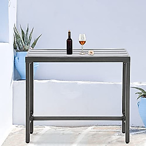 ONLYCTR Outdoor Bar Table, Patio Counter Height Bar Table, 55" Rectangle Bar Table for Patio, Garden, Yard, Balcony, Poolside (Grey, 55inch-Length)