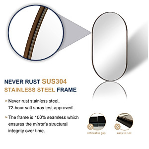 ANDY STAR Bronze Bathroom Mirror, 24x36 Oval Mirrors for Bathroom, Bronze Oval Mirror in Metal Frame Deep 1’’ Wall Mounted Vertical/Horizontal