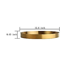 UniDes - Round Gold Tray,12.6 Inch Brass Decorative Tray for Modern Home,Stainless Steel Serving Tray for Vanity Organizer,Perfume, Coffee Table, Kitchen and Bathroom