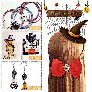 50PCS Halloween Slime Charms Kalolary Halloween Resin Flatback Charms Pumpkin Ghost Spider Skull Embellishments Ornaments Kawaii Halloween Buttons Miniatures for Craft Scrapbook Phone Case DIY Making