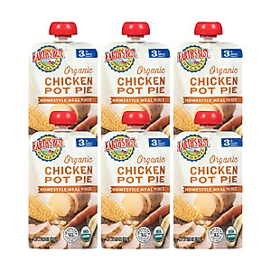 Earth's Best Organic Baby Food Pouches, Stage 3 Homestyle Meal Puree for Babies 9 Months and Older, Organic Chicken Pot Pie Puree, 3.5 oz Resealable Pouch (Pack of 6)