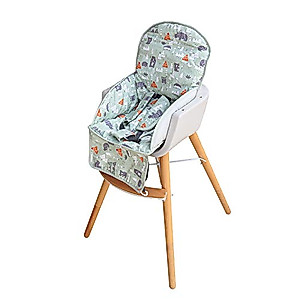 High Chair Pad,high Chair Cushion,seat Cushion Breathable Pad,Comfortable Seat Belt Design,Cute Pattern,Soft and Comfortable,Baby Sits More Comfortable(Green Animal Pattern)
