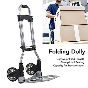 Foldable Dolly Cart with 2 Wheels, Sturdy Structure, Smart Adjustment 70kg Capacity for Travel, House Moving, Shopping, and More