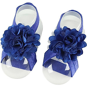 Toptim Baby Girl's Barefoot Sandals Flower for Newborn Toddlers (0-3T) (Mixed 12 Colors)