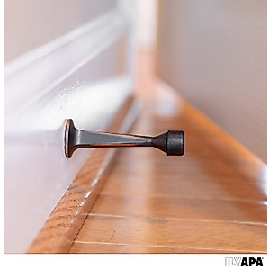 Ilyapa Solid Door Stops - 10 Pack 2 ? Inch Heavy Duty Door Stop - Traditional Solid Door Stop - Oil Rubbed Bronze with Rubber Bumper, Durable Door Stoppers, Door Stoppers for Wall