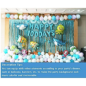 Vanujoy 3 Pack Teal Blue Foil Fringe Backdrop Curtains Party Decoration - Tinsel Party Door Fringe Curtain Backdrop for Birthday Bachelorette Party Engagement Bridal Shower Graduation Decoration