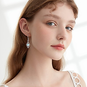 Celtic Moonstone Leverback Earrings Jewelry 925 Sterling Silver Celtic Knot Earrings Moonstone Drop Dangle Earrings Jewelry Gifts for Women Mother