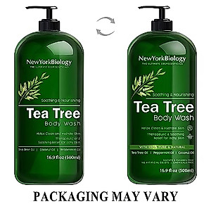 New York Biology Tea Tree Body Wash for Men and Women - Moisturizing Body Wash Helps Soothe Itchy Skin, Jock Itch, Athletes Foot, Nail Fungus, Eczema, Body Odor and Ringworm - 16.9 Fl Oz
