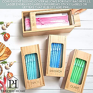 PARKWAY HOME - Ziplock Bag Organizer For Drawer, Food Storage Bag Holder, Ziplock Bag Storage Organizer for 8" Quart Ziploc Bags, Sandwich Bag Organizer, Snack Baggie Organizer and Food Bags Holder