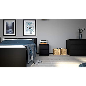 Tvilum 2 Drawer Bedroom Nightstand Nighstand, 19.69 in x 15.91 in x 19.49 in, Black