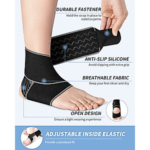 CAMBIVO Ankle Brace for Men and Women, 2 Pack Ankle Support for Plantar Fasciitis Relief, Ankle Wrap with Adjustable Straps for Sprained Ankle, Foot Heel Pain, Achilles Tendon, Swelling, Gray