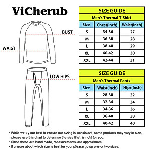 ViCherub Men's Thermal Underwear Set Fleece Lined Long Johns Winter Base Layer Top & Bottom 2 Sets for Men