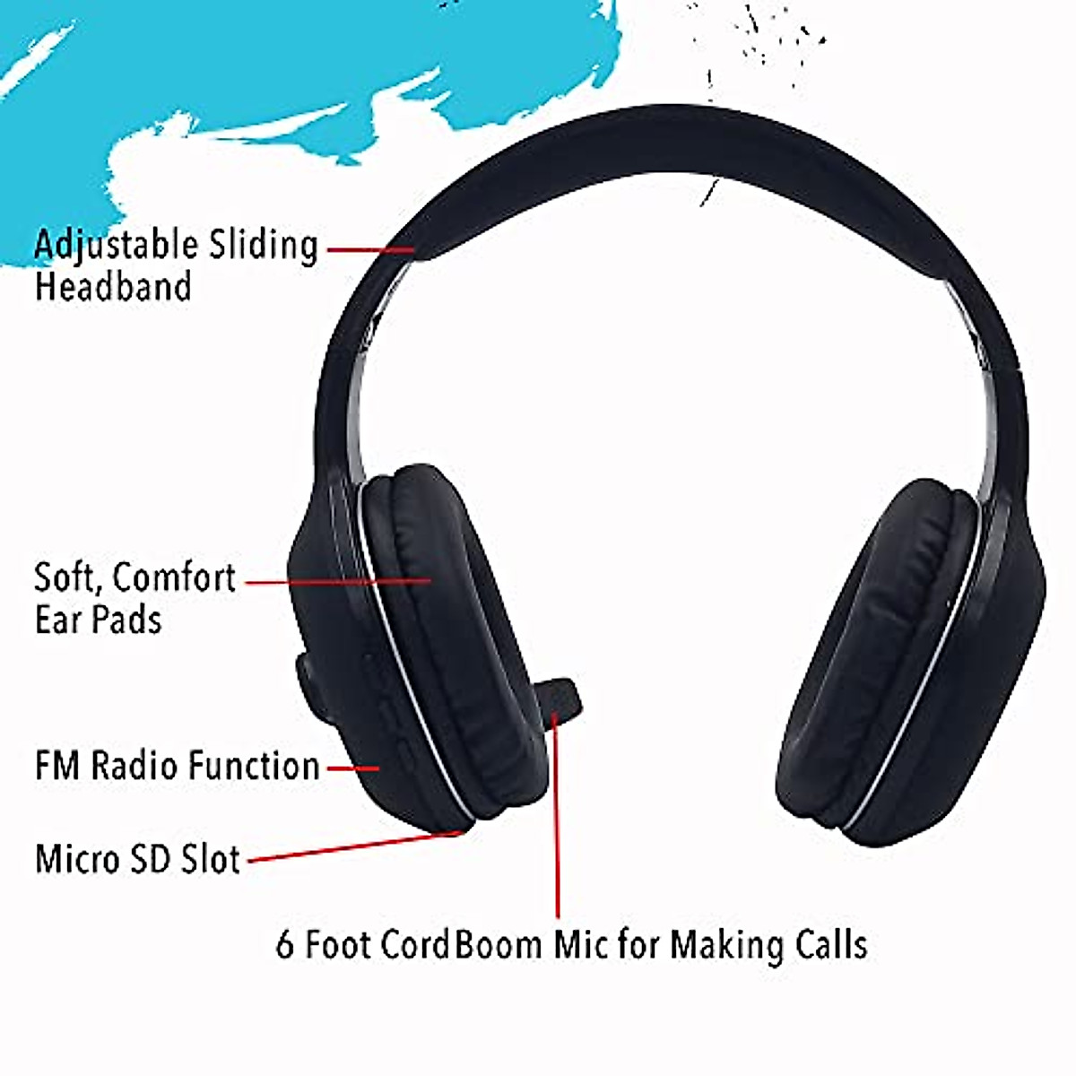 Maxell Bluetooth 5.0 Over Ear Headset with Boom Mic, Sound for Home Office use, Online Classes, Teams, and Zoom Meetings - Black