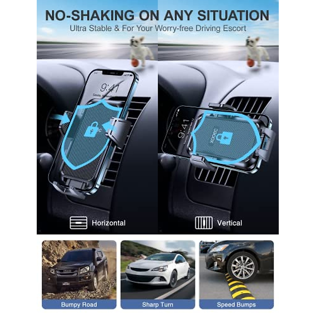Xooec Car Phone Holder Mount, [Horizontal & Vertical Vents Friendly] Universal Stable Air Vent Cell Phone Car Mount with Metal Hook Clip for iPhone 14 13 12 11 Pro Max Samsung Galaxy Note S21 Ultra