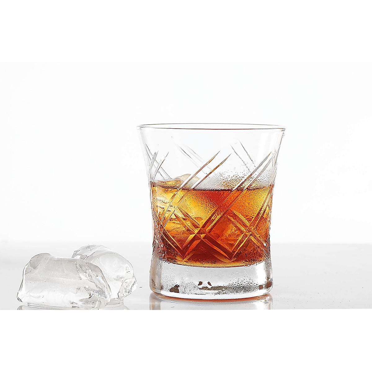 BOHEM'S Drinking Glasses for Water, Juice, Beer, Wine and Cocktails, Set of 6, Clear Tempered Glass Hand Cut Tumblers, Glassware Set for All Occasions (8 oz)