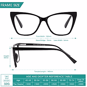 Oversized Reading Glasses Women Cat Eye Photochromic Computer Reader Stylish Ladies Designer Fashion Big Unbreakable Eyewear 2Pack Black & Dark Green +3.0x