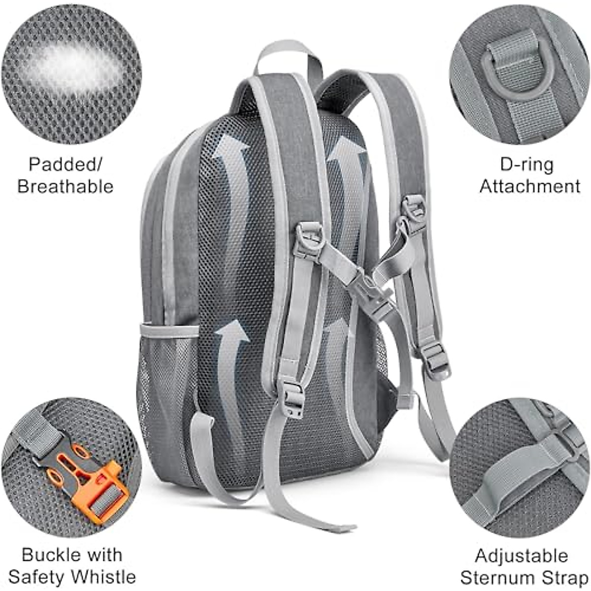 G4Free Mini 12L Hiking Backpack RFID Small Rucksack Compact Multipurpose Daypacks for Men Women Camping Walking Daytrip, Light Grey