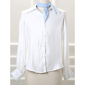 Allegra K Solid Color Rhombus Neck Scarf Scarves Skinny Long Neckerchief for Women Light Blue