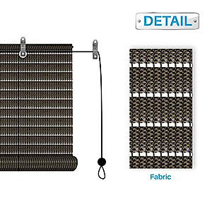 E&K Sunrise 5'W x 6'H Roll Up Shade Outdoor Hollow Out Roller Shade Blind Sun Shade for Patio Porch Backyard Gazebo Deck Pergola (Brown)