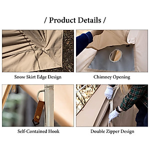 S'more Tetto 3 Person Canvas Tent, Large Waterproof & Windproof Glamping Tent, Hot Tent with Stove Jack, 4 Season Tipi, Teepee, Pyramid, Indian Tent, Ideal for Family Camping, Hiking, Backpacking