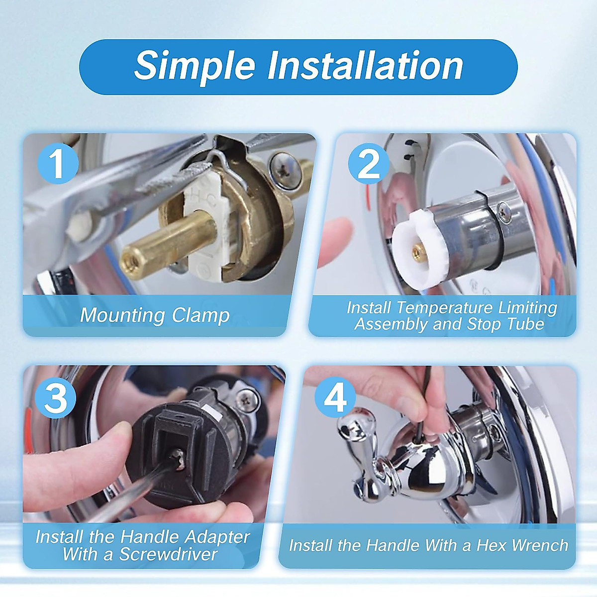 YAFIYGI 7Pcs Shower Handle Adapter Plastic Kit Compatible with Moen Posi-Temp Single Handle Tub Faucet Valve Handle Replacement Kit for 116653 Shower Handle Replacement Adapter Kit