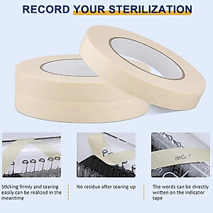 3 Rolls Autoclave Sterilization Indicator Tape Set for Beauty and Nails Salons/Tattoo and Dental Tool Cleaning Use, 1/2", 3/4", 1" Width, 55 Yards/Roll